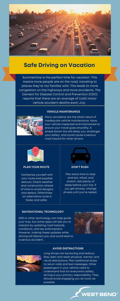 Vacation driving safety tips (infographic)